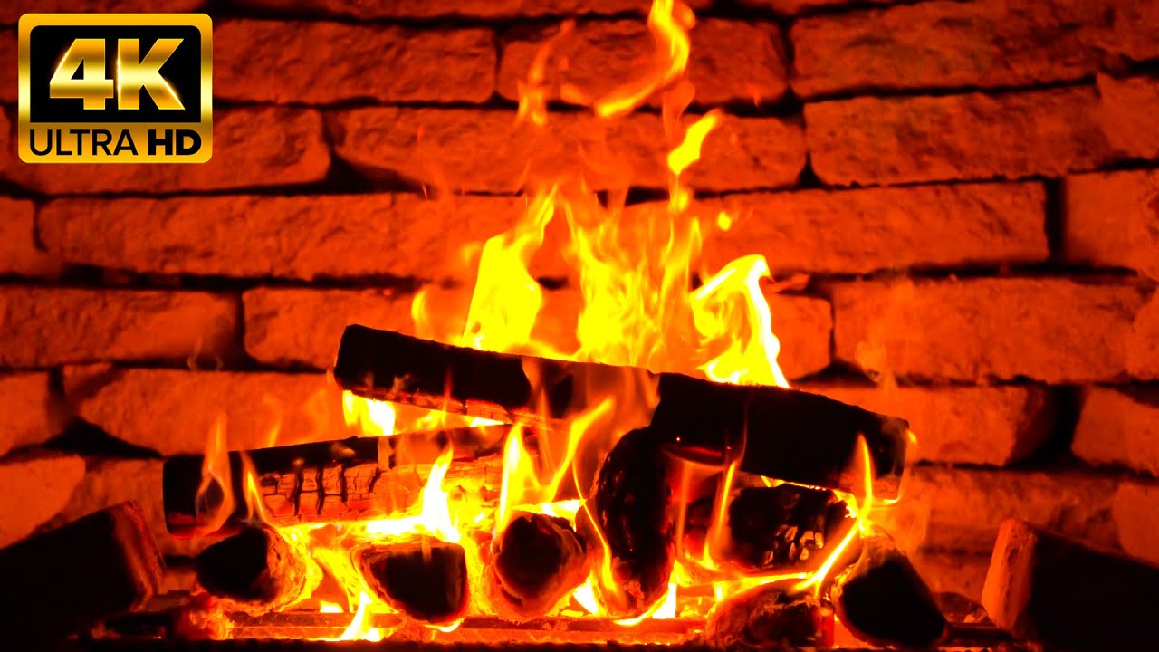 Perfect Relaxation with Fireplace Crackling Sounds 🔥 4K Cozy Fireplace ...