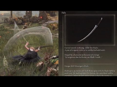 Elden Ring DLC Falx Move Set Demonstration, Revenger's Blade Unique Skill Test, and Location