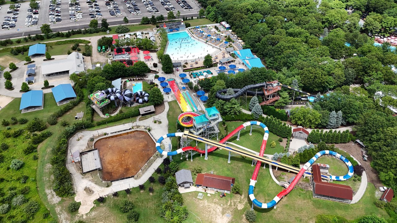 Splish Splash Water Park by Drone Long Island NY USA - YouTube