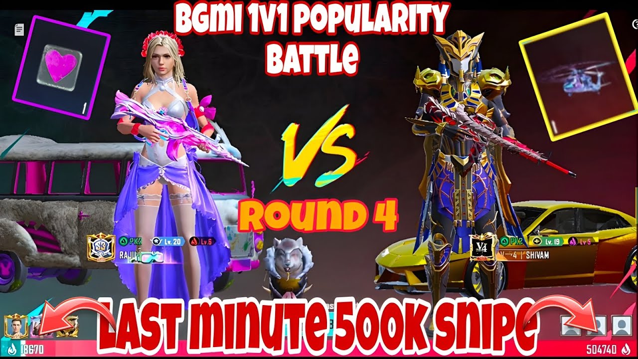 Round 4 | 🥺 Last Minute 500k Snipe | Bgmi 1v1 Biggest Popularity Battle ...