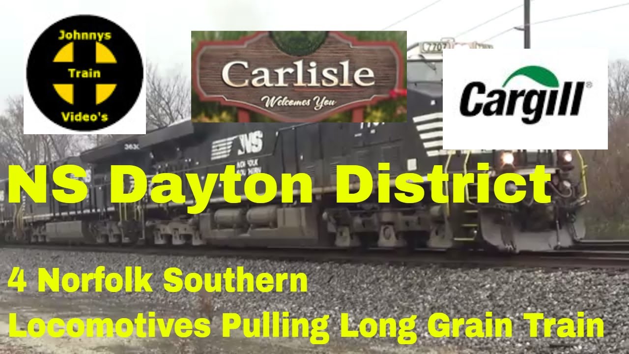 4 Norfolk Southern Locomotives Pulling Long Cargill Grain Train - YouTube