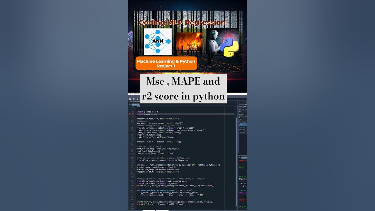 Mse , MAPE and r2 score in python - YouTube