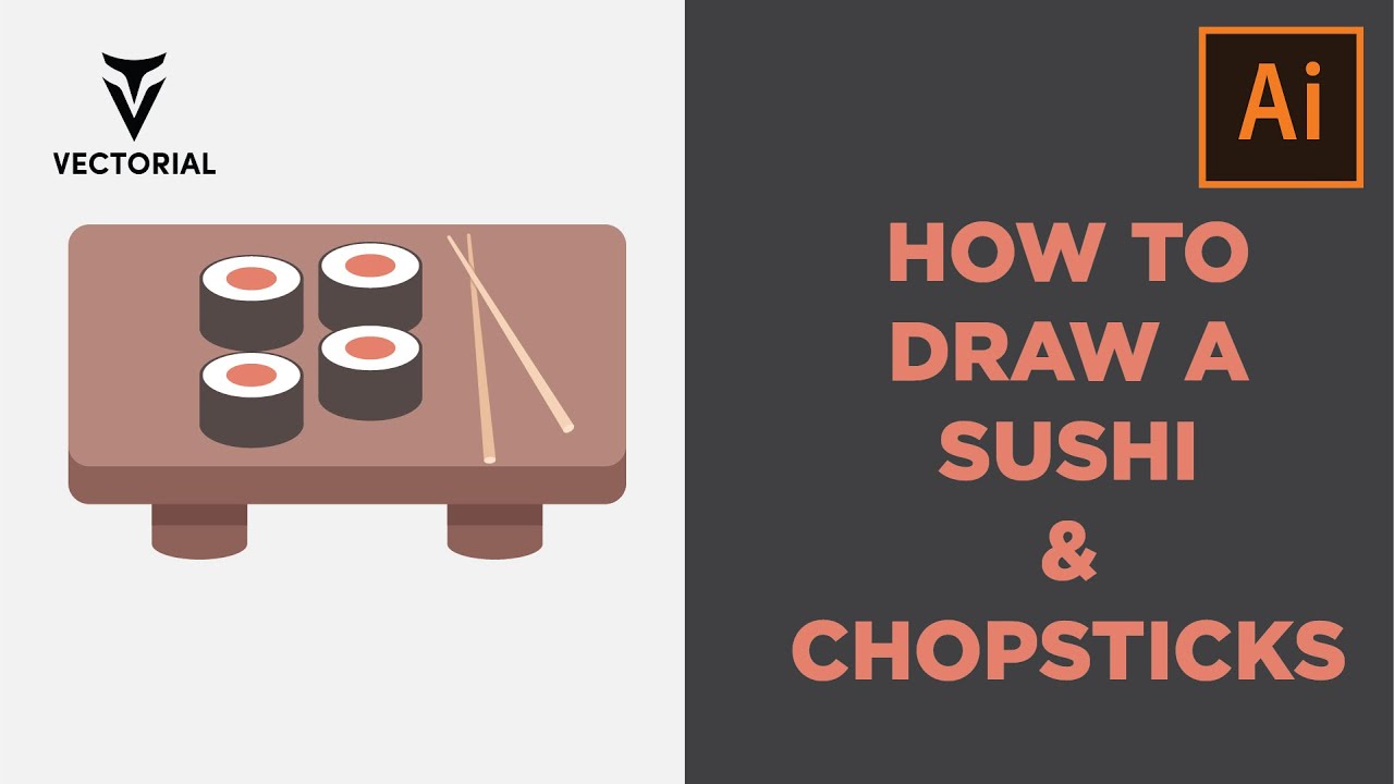 How to draw sushi roll & chopsticks in ADobe Illustrator - YouTube