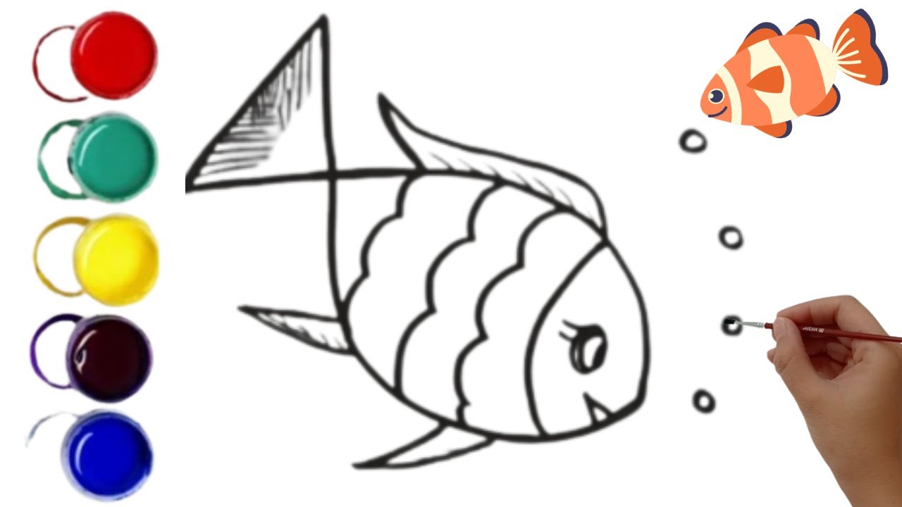 How to draw a beautiful colorful fish | Easy drawing training for ...