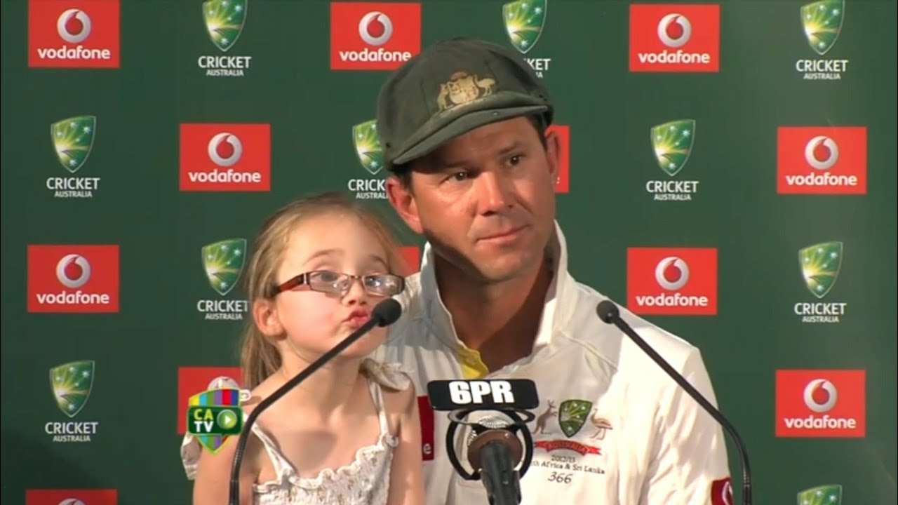 Ricky Ponting's daughter makes cute faces during press conference to ...