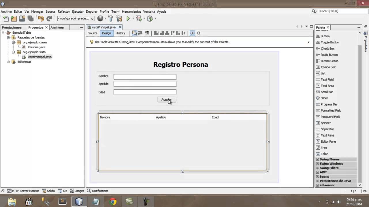 Ejemplo JTable - YouTube