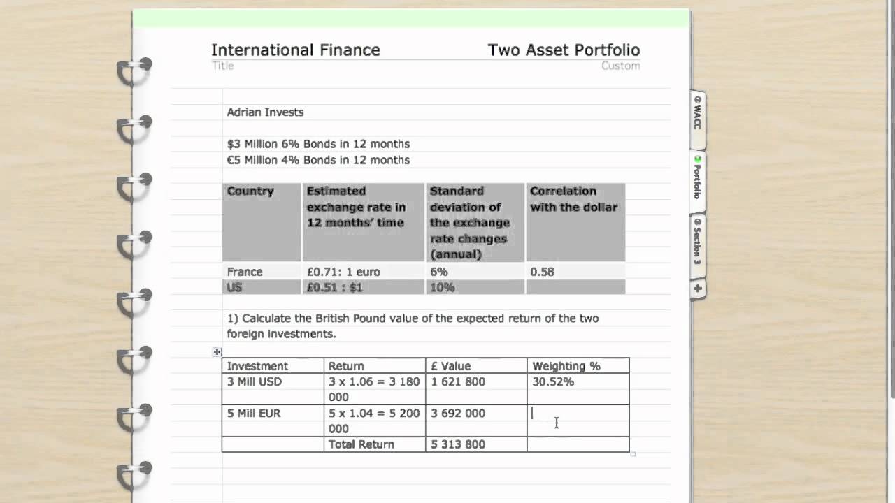 Two Asset Portfolio Investment - YouTube