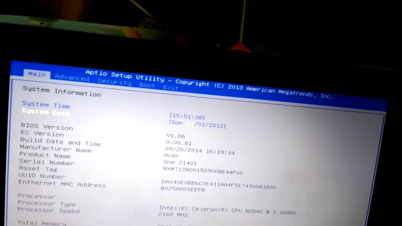 Cara memperbaiki/ mengatasi aptio setup utility untuk laptop Acer - YouTube