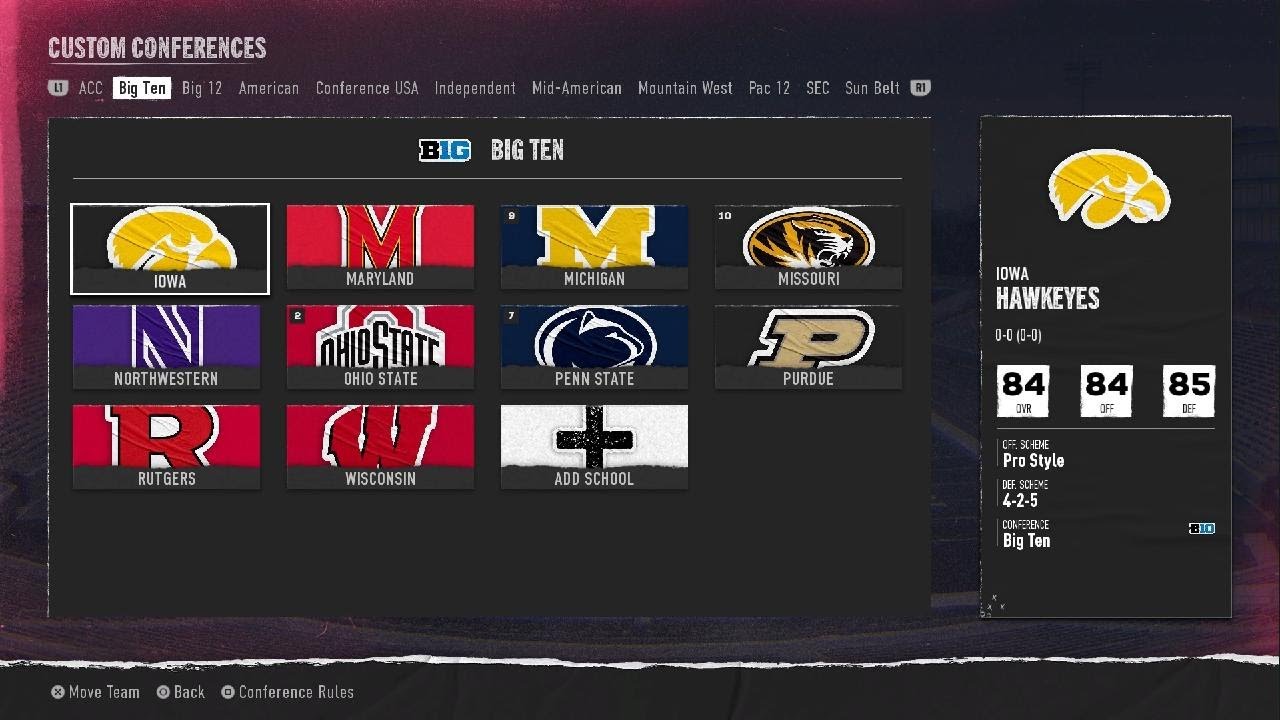 EA Sports College Football 25: Realigned Conferences Using Promotion ...
