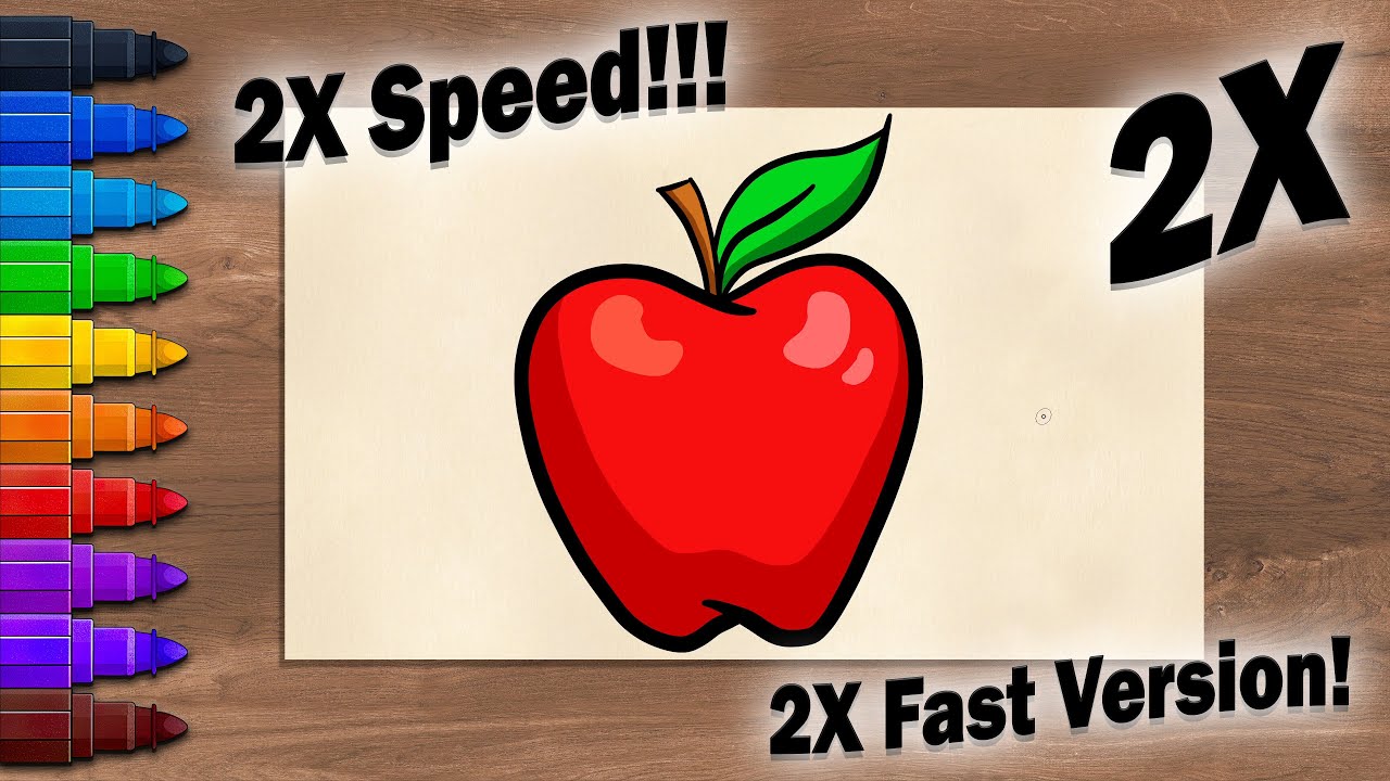How to Draw an Apple Easy 2X Fast Version - YouTube