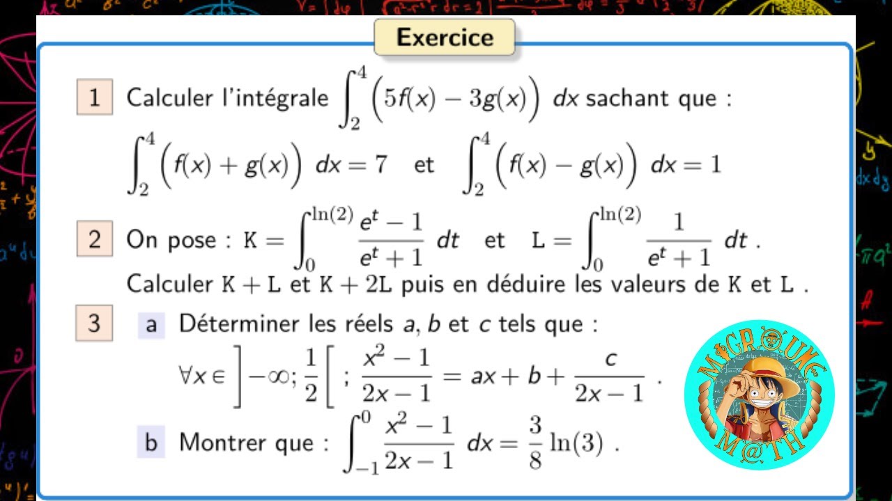 Exercice — Calcul intégral — 2BAC PC/SVT - YouTube