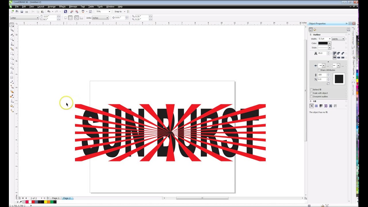 How to create a Sun Burst effect on text in Corel Draw - YouTube