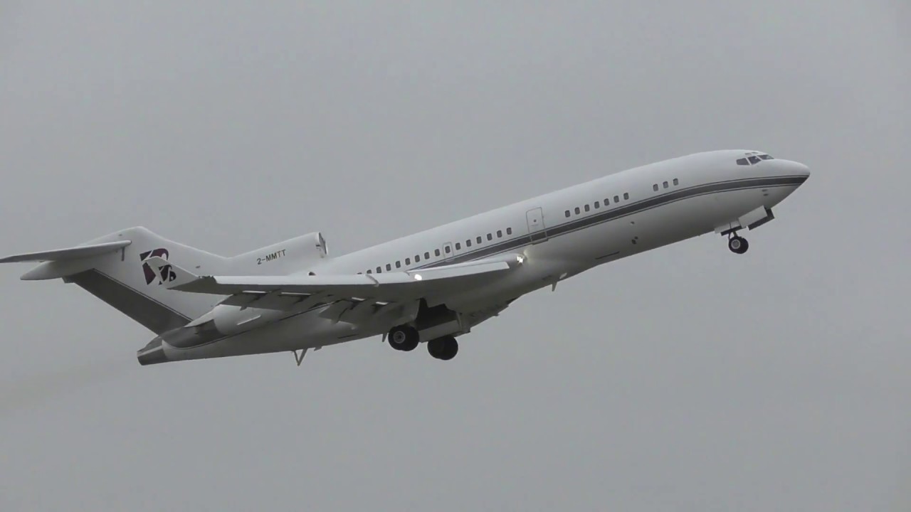 Private Boeing B727-76W - 2-MMTT taxi and take-off from Stansted ...