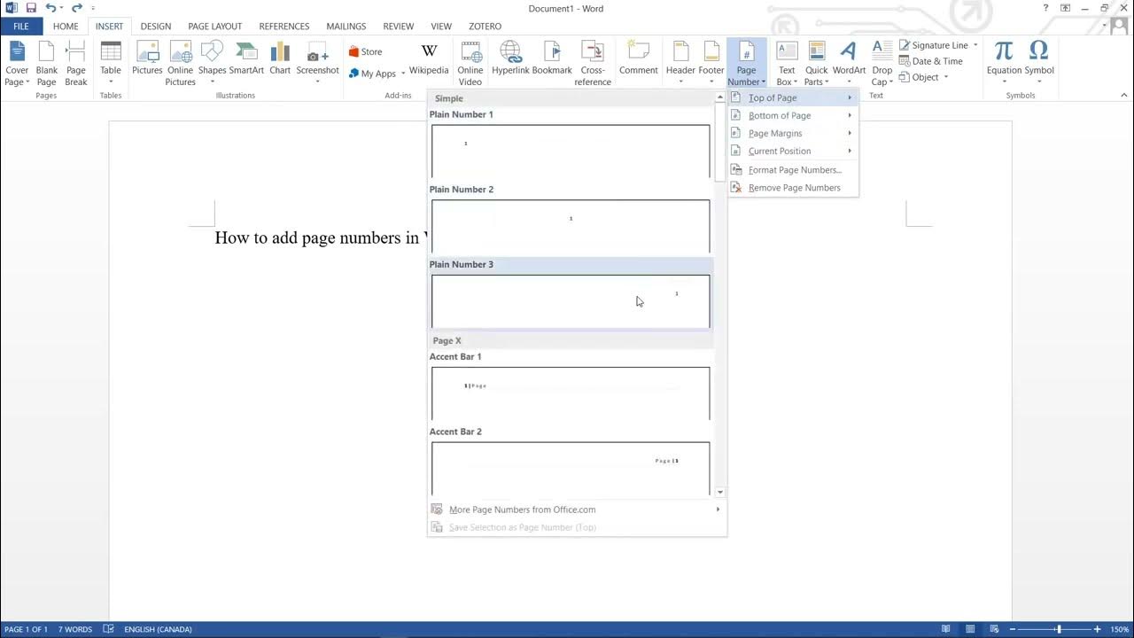 How to Add Page Numbers in Word Document - YouTube