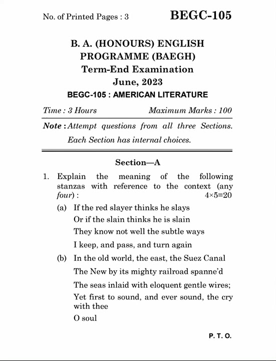 BEGC-105 June 2023 | IGNOU Previous Year Question Paper - YouTube