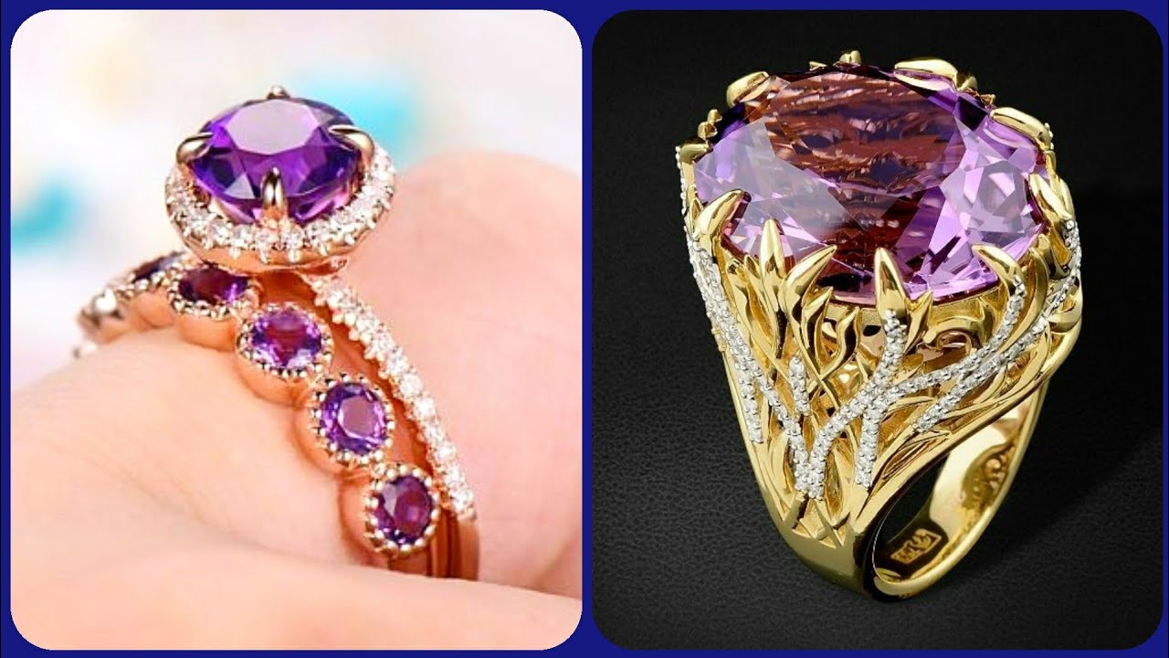 Exotic & Most Beautiful Amethyst & Diamond Cocktail Engagement rings ...