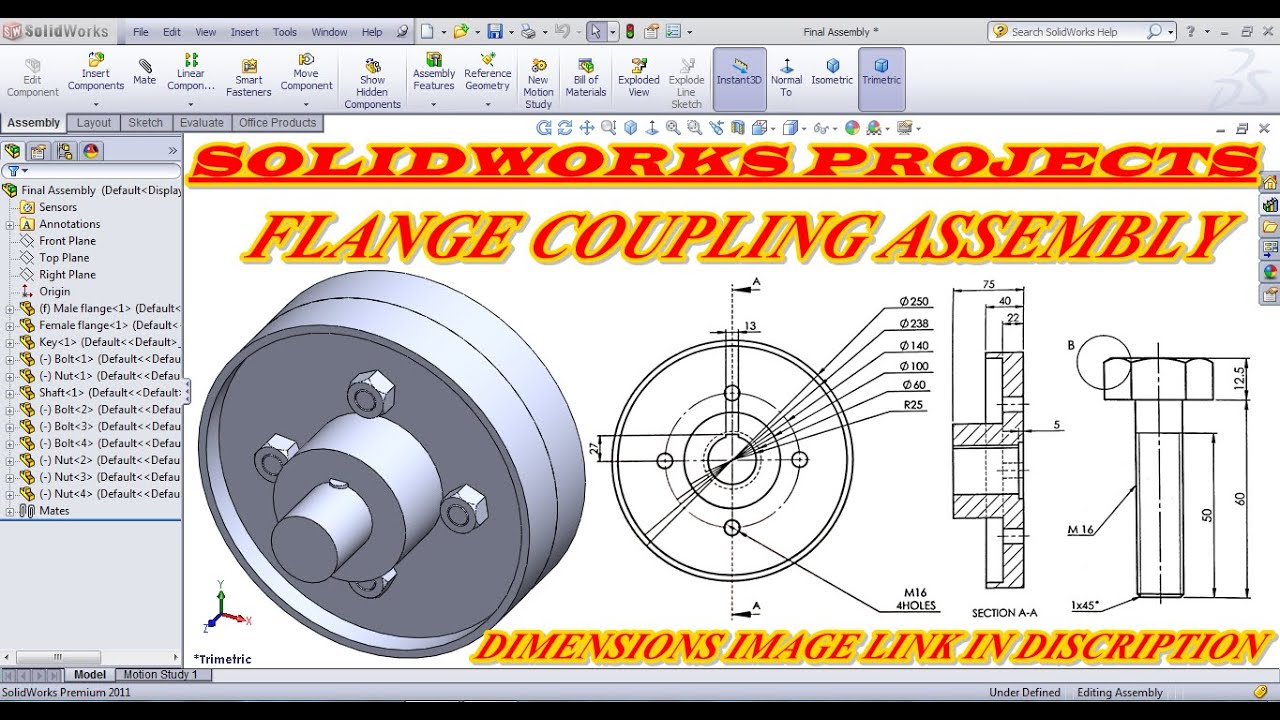 Flange Coupling Assembly In Solidworks How To Make A Flange Coupling