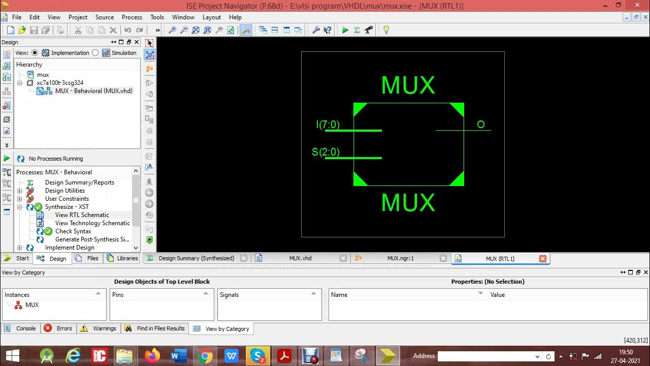How to implement 8 1 Multiplexer using VHDL - YouTube