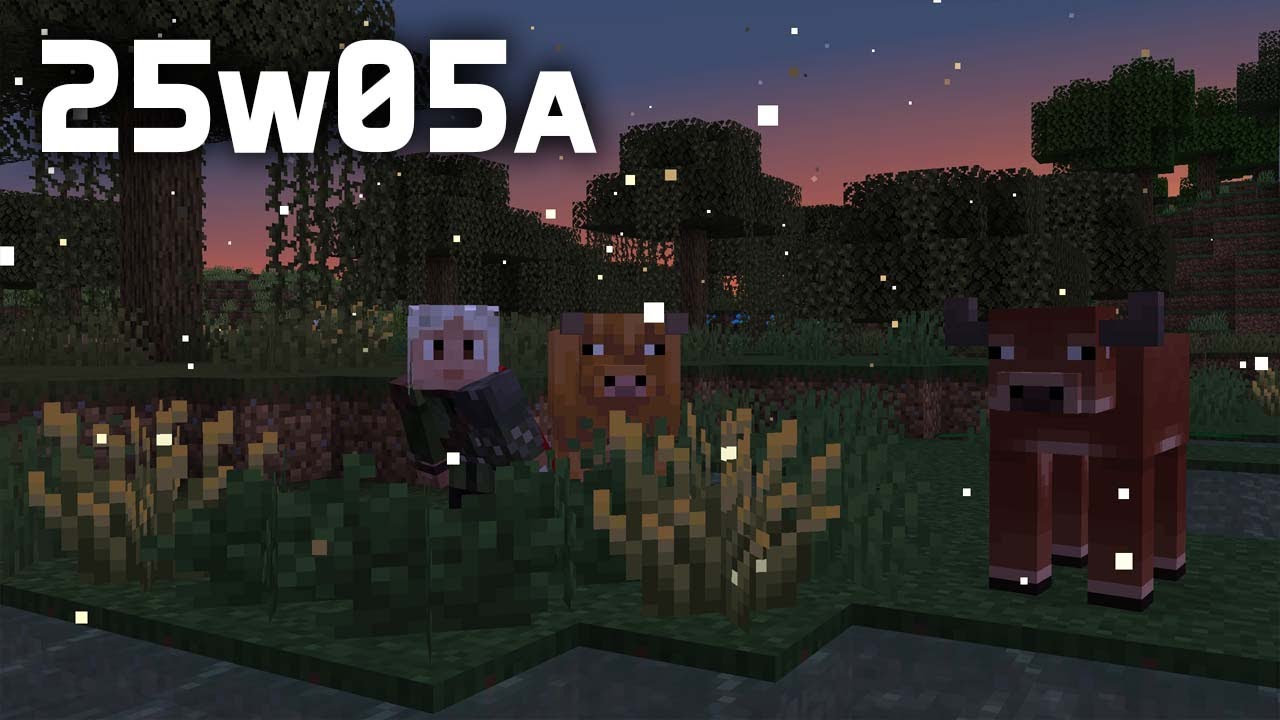 News in Snapshot 25w05a - Cow Variants! Fireflies! - YouTube