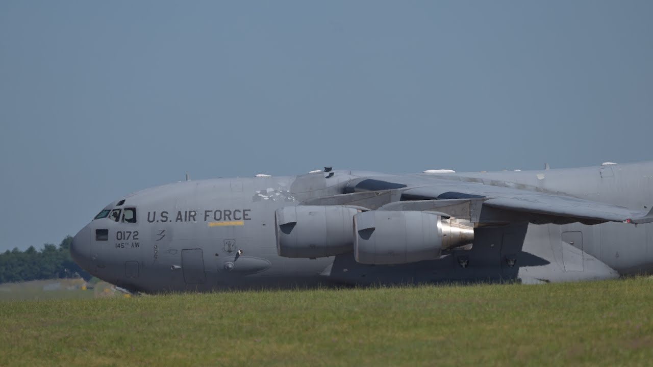 145th AW C-17A Low Departure and Steep Climbout | Pease ANGB (PSM ...