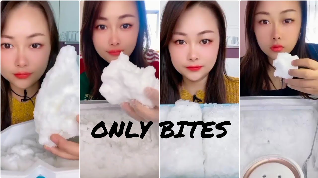 ONLY BITES 💙 Snow-white ASMR 💙 ICE EATING ASMR 💙 WHITE ICE EATING ASMR ...