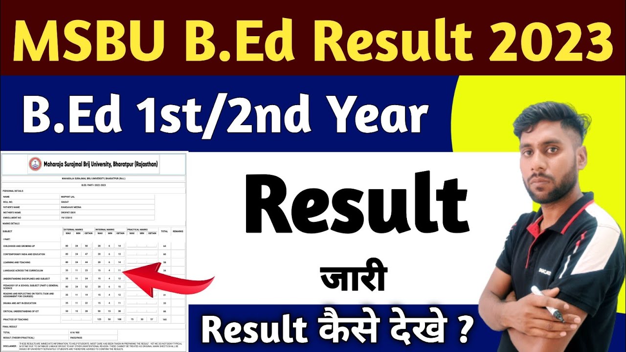 MSBU B.Ed First/Final Year Result Declare | Brij University B.Ed First ...