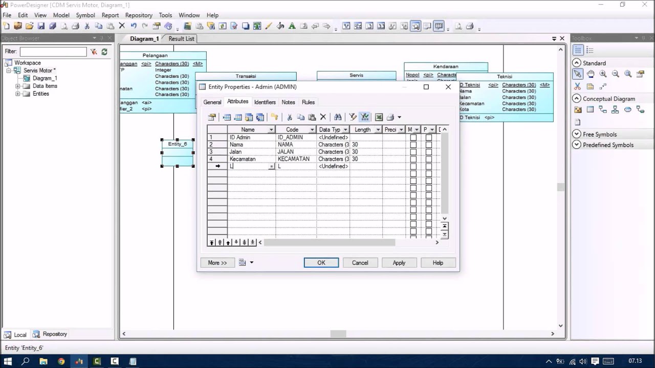 Tugas 3 : CDM, PDM, Generate Database dengan Power Designer - YouTube