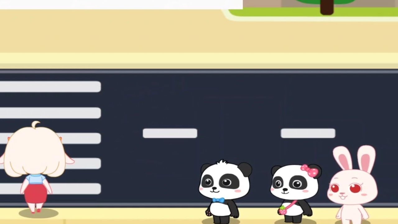 BabyBus Students Road Cross|| Kiki And Miu Miu cartoon Road Cross game ...
