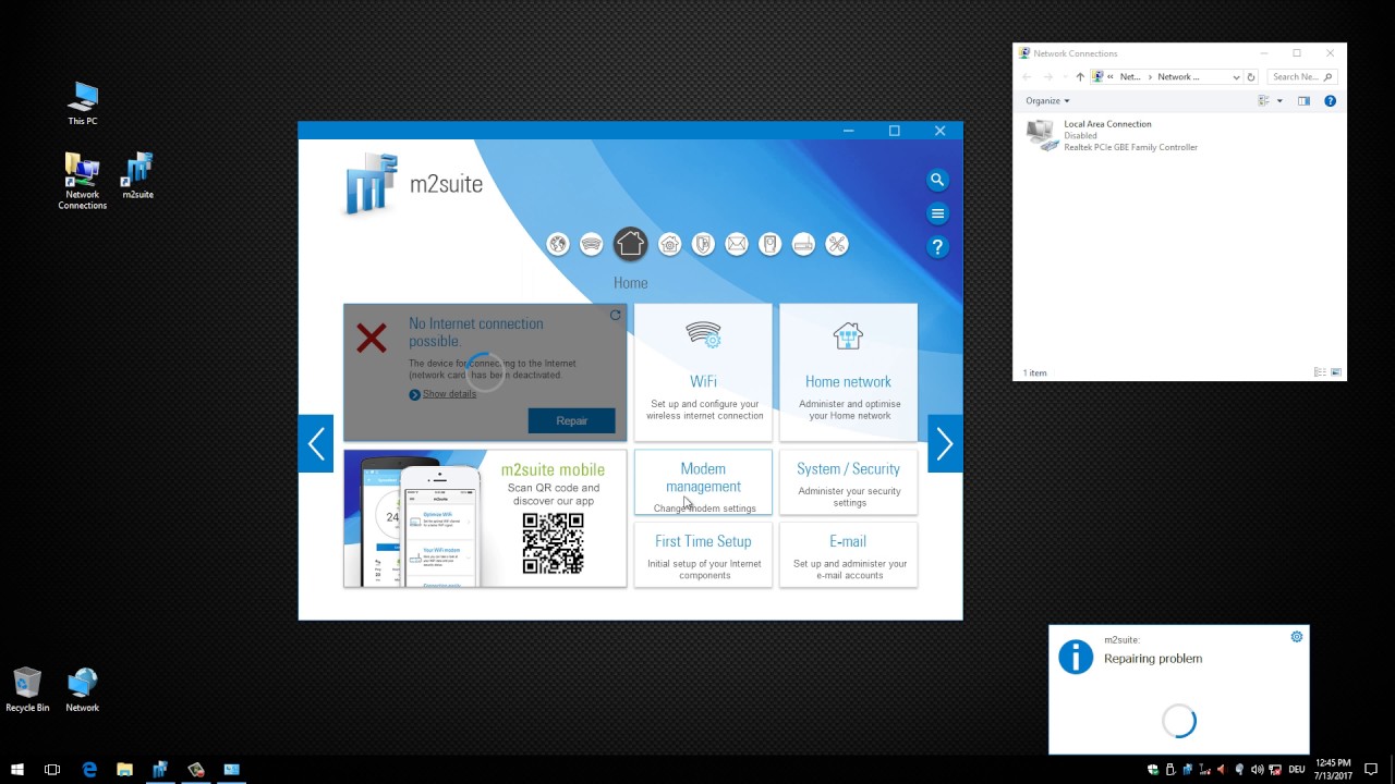 One Click Repair: Automatic repair of a deactivated network adapter ...