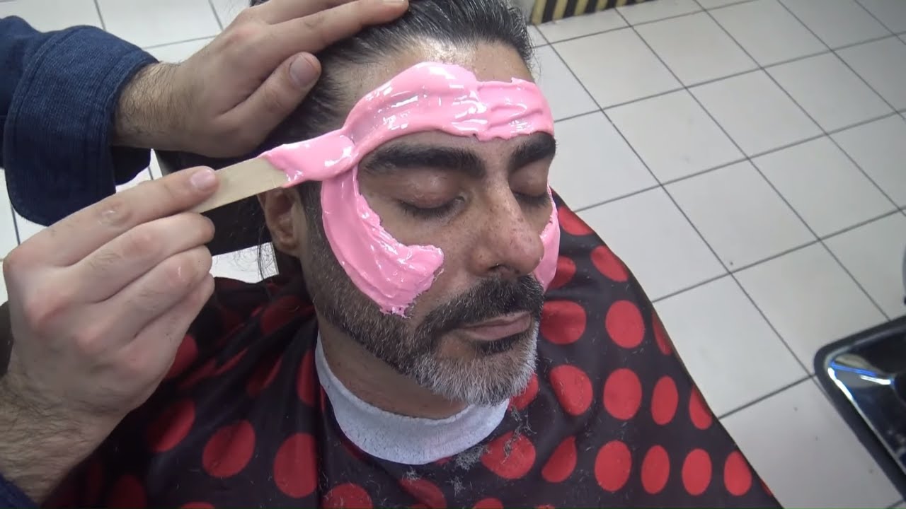 ASMR TURKISH BARBER=asmr razor beard shave =nose wax=asmr long haircut ...