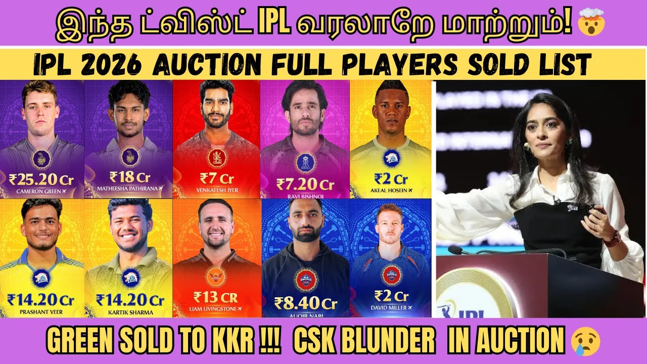 IPL 2026 Player Auction - Full list of players sold 🔥🤑 | Whistle podu ...
