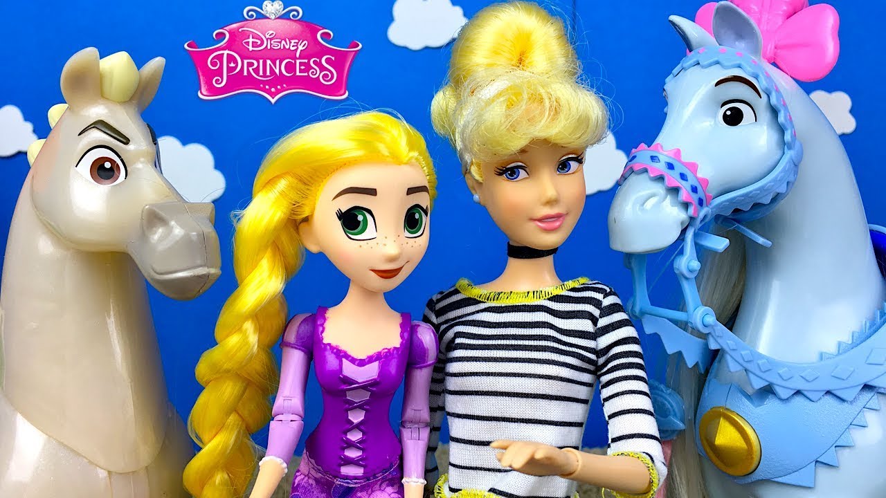 UNBOXING DISNEY PRINCESS CINDERELLA 'S HORSE MAJOR & RAPUNZEL WITH ...