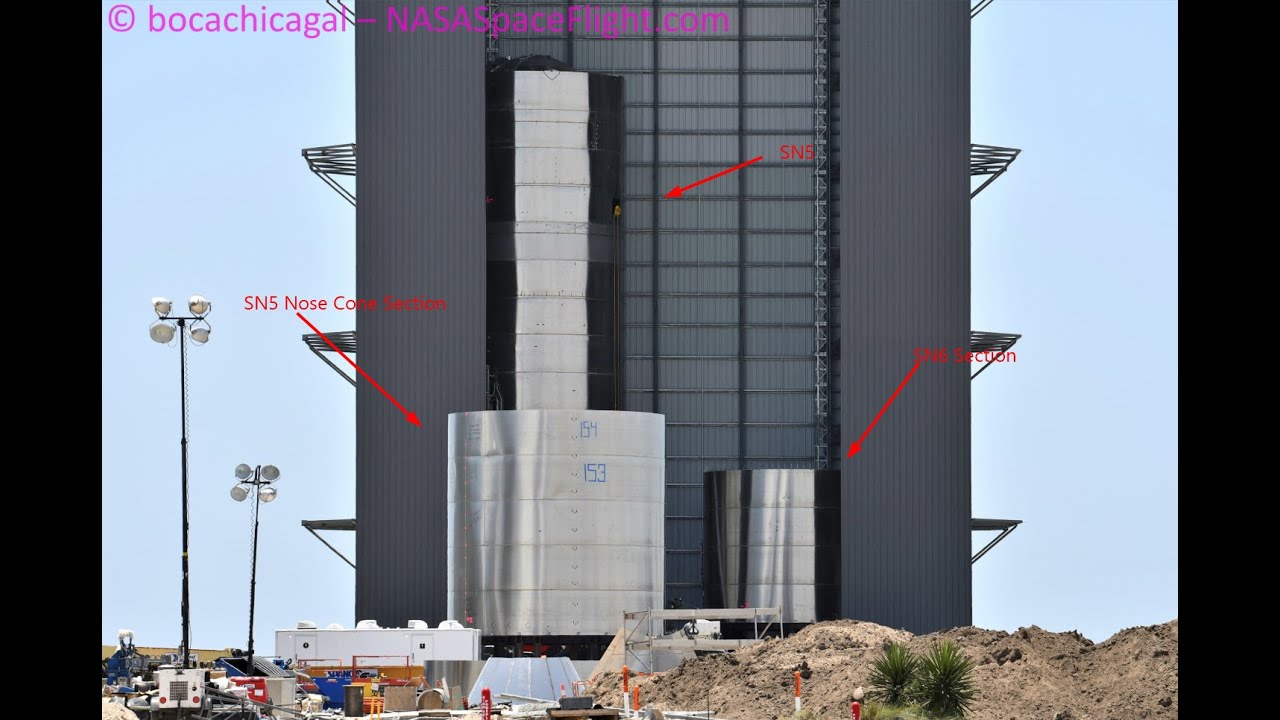 SpaceX Boca Chica - Starship SN6 Section in the High Bay - YouTube