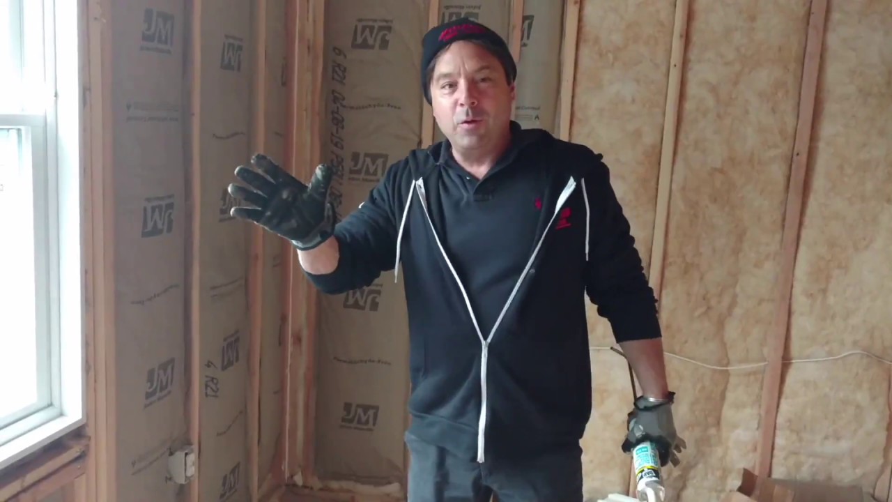 How to energy caulk a house for insulation inspection - YouTube