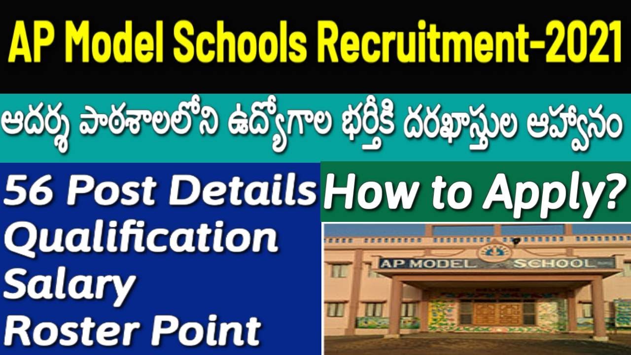 AP Model School Recruitment 2021| 56 Post Details, Qualification ...