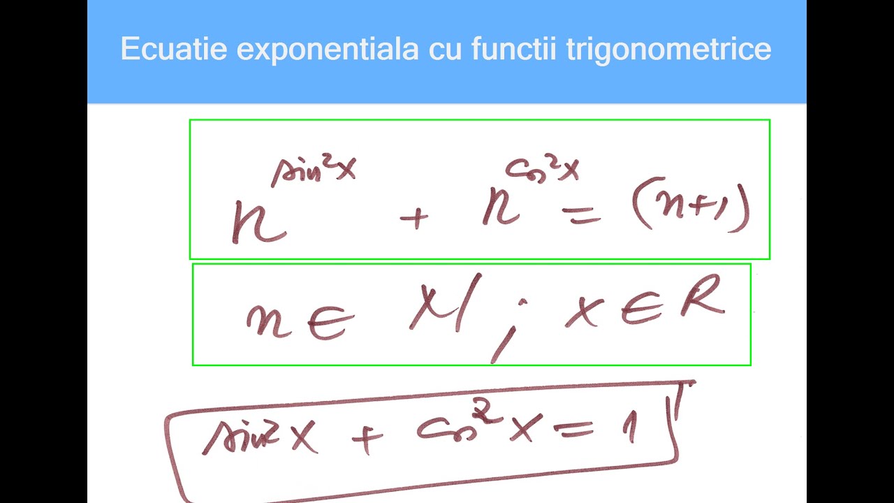 Ecuatie exponentiala cu functii trigonometrice - T2 - YouTube