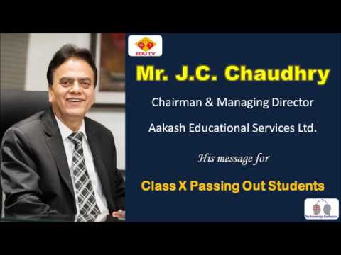 Mr J.C Chaudhry Chairman Aakash Educational Services Ltd message for ...