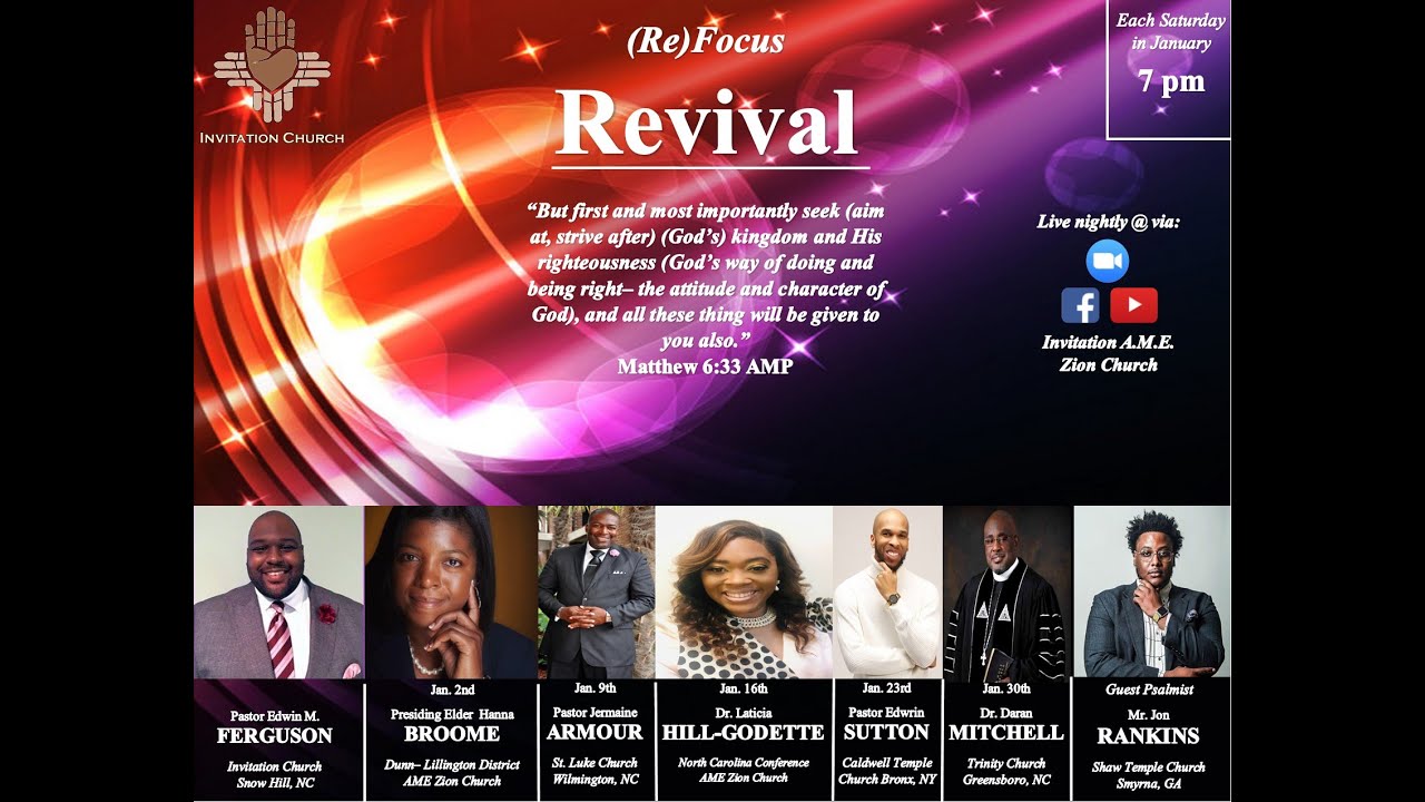 1/16 (Re)Focus revival. Dr. Laticia Hill-Godette preaching. ***We do ...