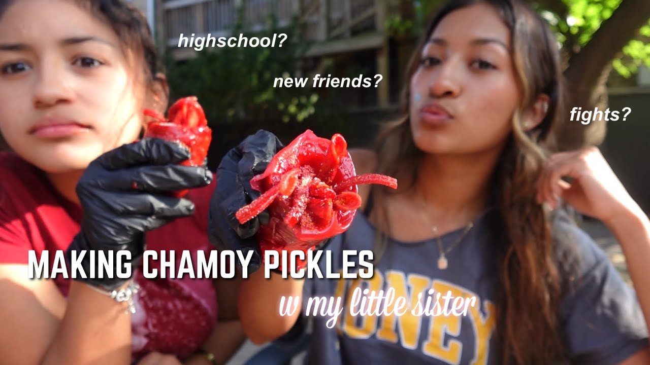 CHAMOY PICKLE mukbang with my little sister - YouTube