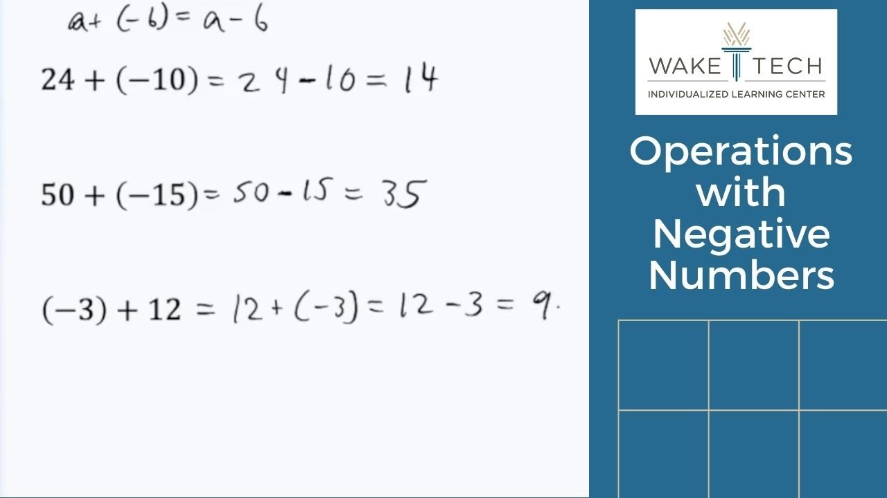 Operations With Negative Numbers YouTube Operations With Negative Numbers YouTube