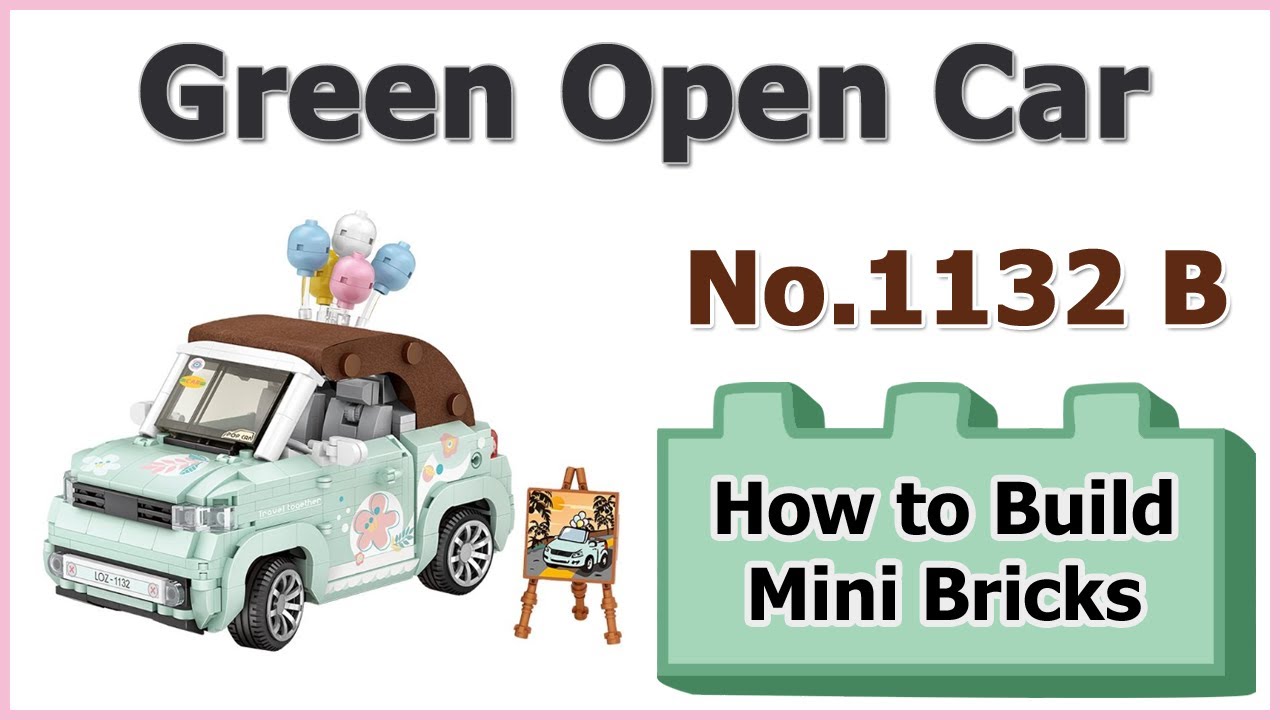 How to Build Mini Blocks Green Open Car with Balloon No.1132 B Review ...
