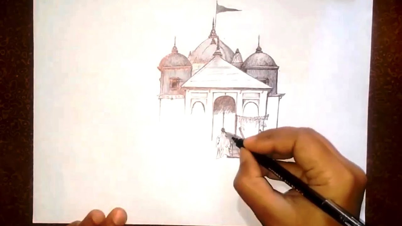 Amazing Gangotri Temple Drawing || Gangotri Mandir || Char Dham - YouTube