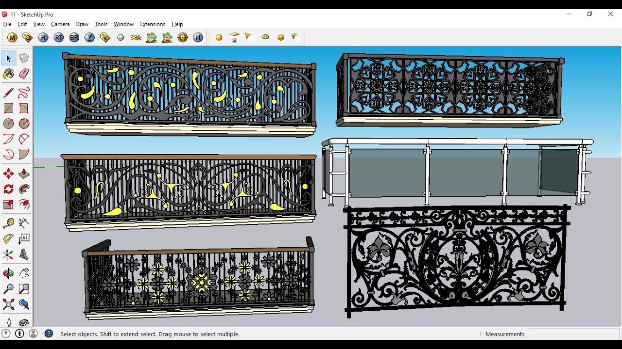 Railing collections free download sketchup model - YouTube
