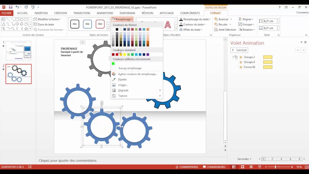 Powerpoint 2013 : Comment faire un engrenage avec un graphique Smartart ...