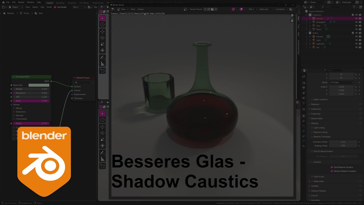 Blender 4.3 - Besseres Glas - Shadow Caustics - YouTube