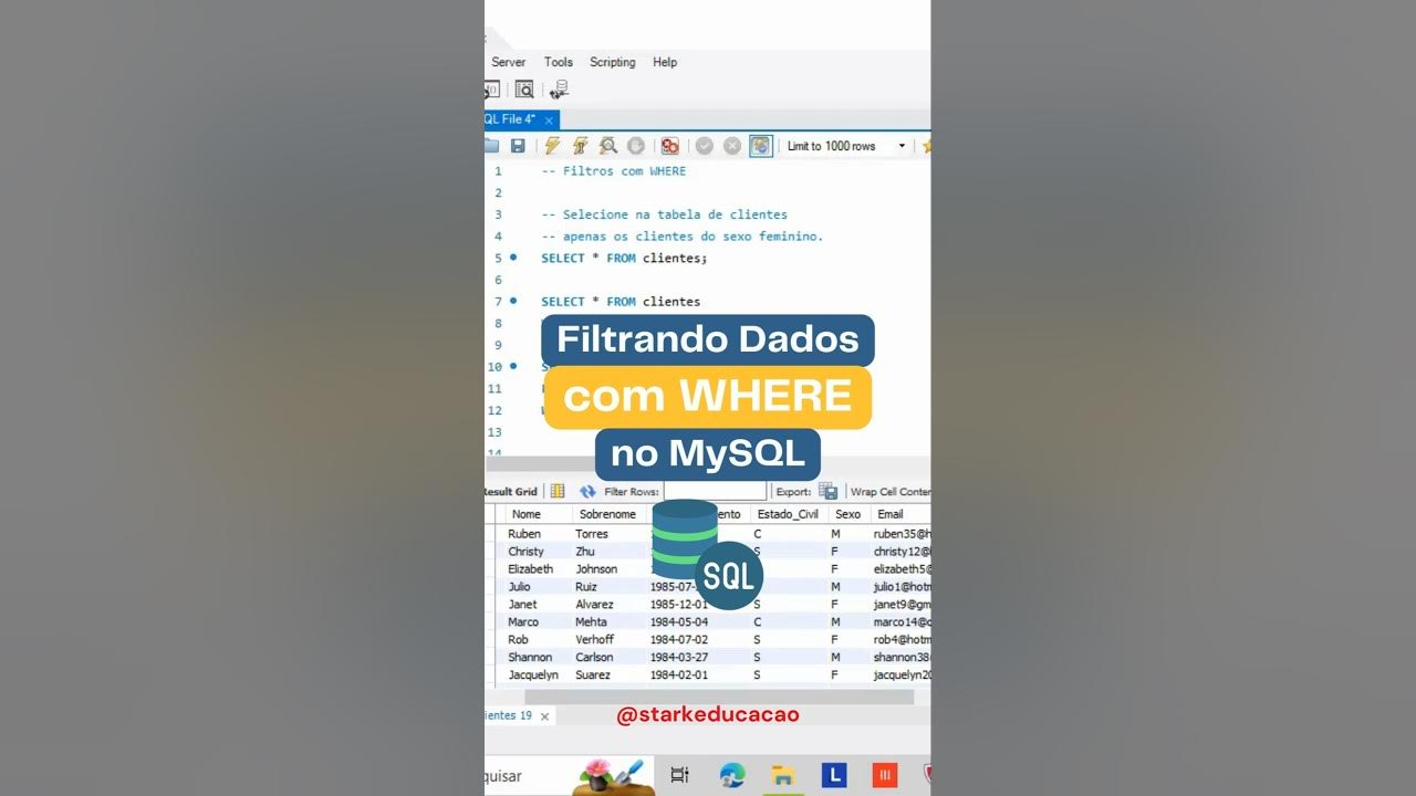 Filtrando dados com WHERE no SQL | #shorts - YouTube