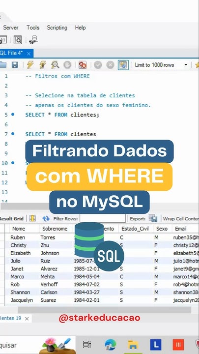Filtrando dados com WHERE no SQL | #shorts - YouTube