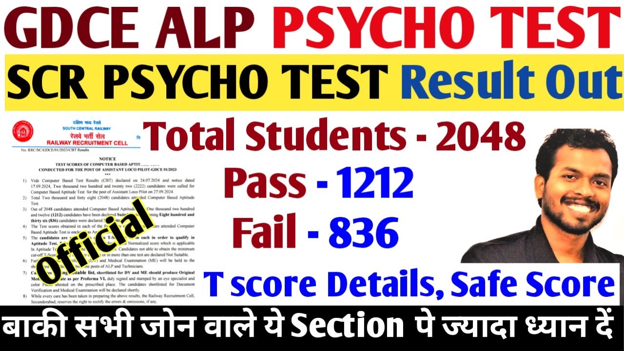 GDCE SCR ALP Psycho Test Result Out | T Score Details, Safe Score in ...