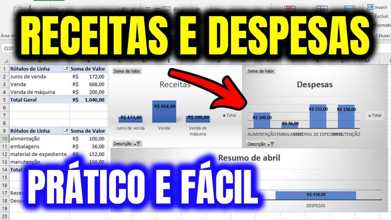 Como Fazer uma Planilha de Receitas e Despesas no Excel - Prático e ...