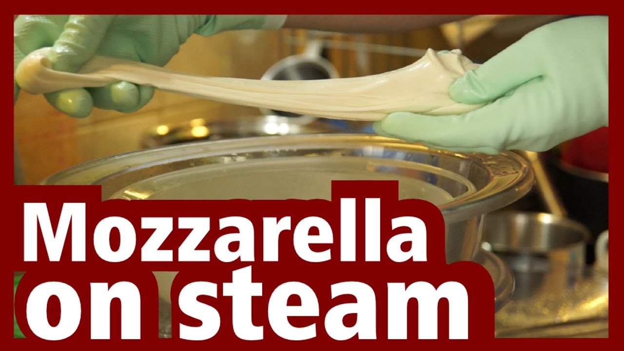 Mozzarella steam stretching - homemade NO microwave - YouTube